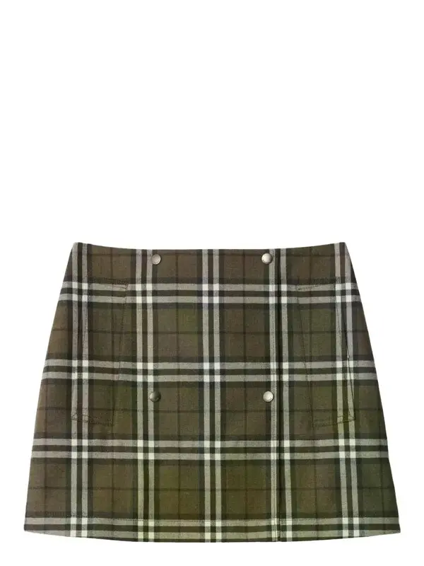Burberry Checked Skirt - Green