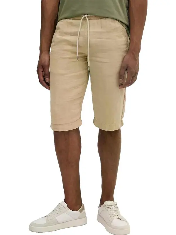 Karl Lagerfeld Linen Drawstring Shorts - Neutrals