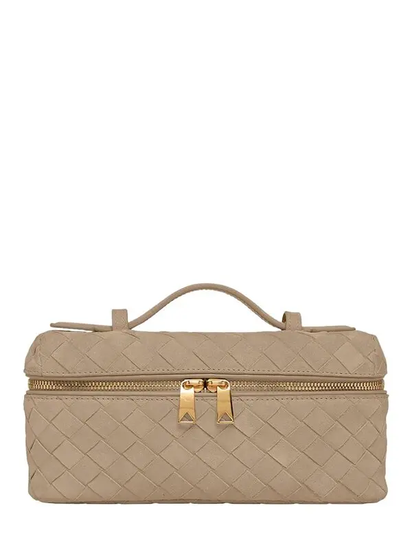 Bottega Veneta Intrecciato Suede Crossbody Bag - Ecru