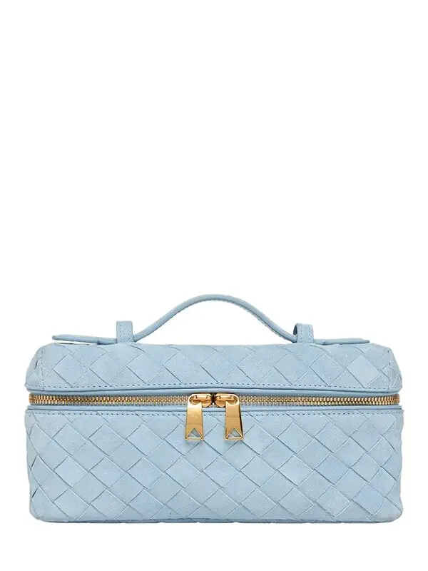 Bottega Veneta Intrecciato Suede Crossbody Bag - Ice