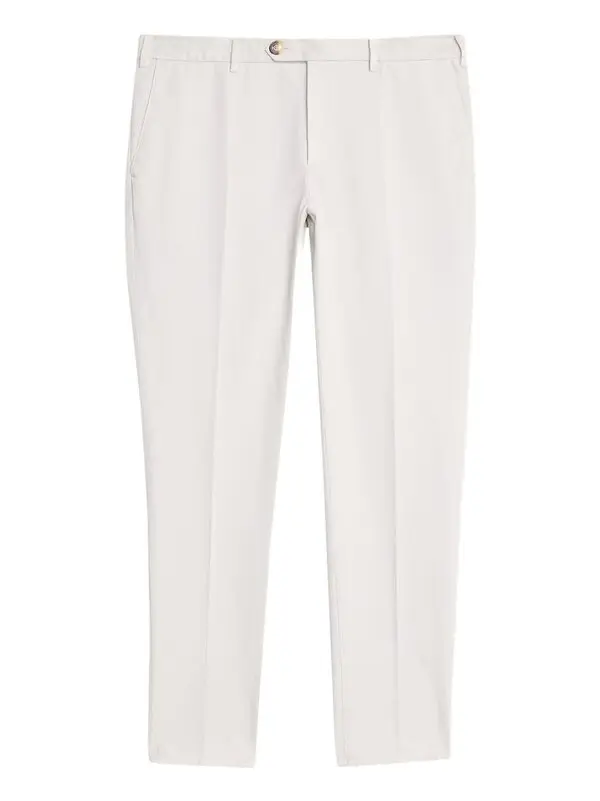Brunello Cucinelli Modern Fit Flat-front Pants - C6023 Chalk