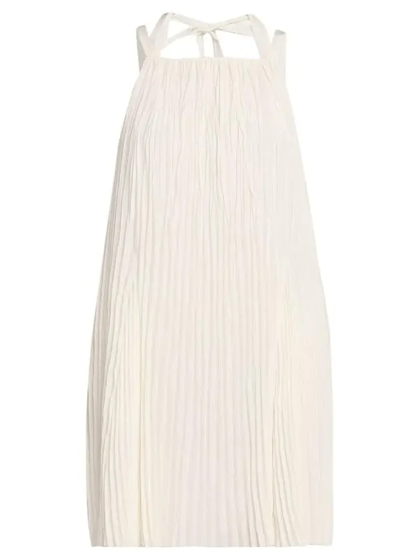 Vince Pleated A-line Halter Mini Dress - Off White