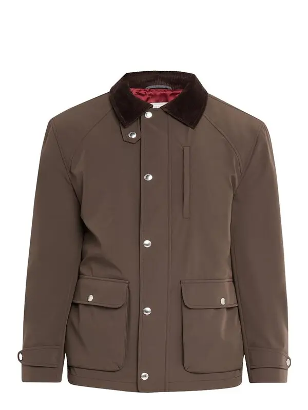 Brunello Cucinelli Nylon Jacket With Corduroy Collar - Brown