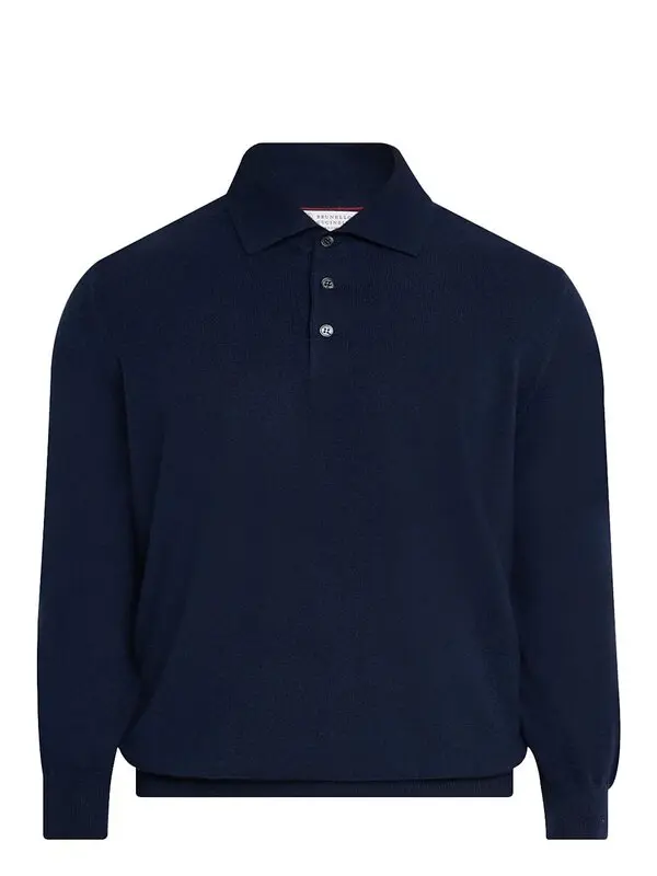 Brunello Cucinelli Premium Cashmere Polo Sweater - Navy
