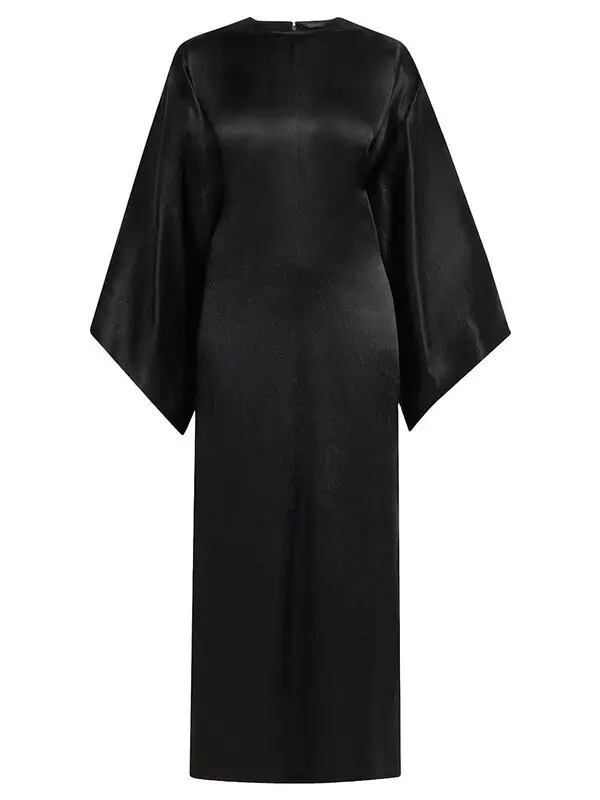 Balenciaga Satin Long-sleeve Maxi Dress - Black