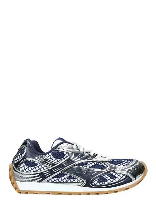 Bottega Veneta Orbit Mesh And Woven Low-top Trainers - Navy