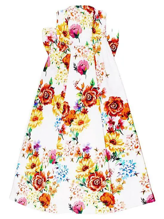 RO&ZO Garden-floral Bow-embellished Cotton Maxi Dress - Multi