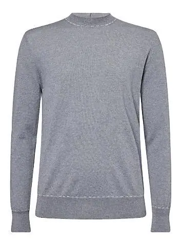 Eleventy Crewneck Long-sleeves Wool Jumper - Gray / Sand / White