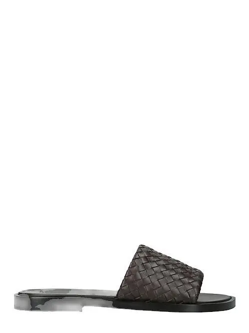 Bottega Veneta Elio Intrecciato-weave Leather Mules - Dark Brown