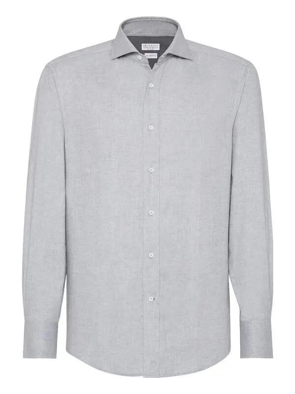 Brunello Cucinelli Flannel Chevron Shirt - Grey