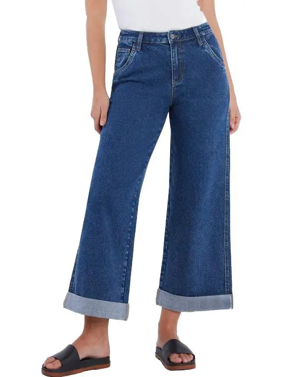 HINT OF BLU High-rise Wide Leg Jeans - Unity Blue
