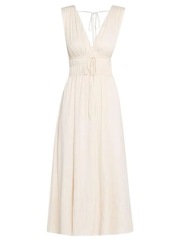 Rails Lilith Shirred Drawstring Midi Dress - Ivory
