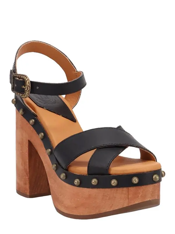 DINGO Lotus Ankle Strap Platform Sandal - Black