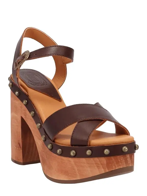 DINGO Lotus Ankle Strap Platform Sandal - Brown