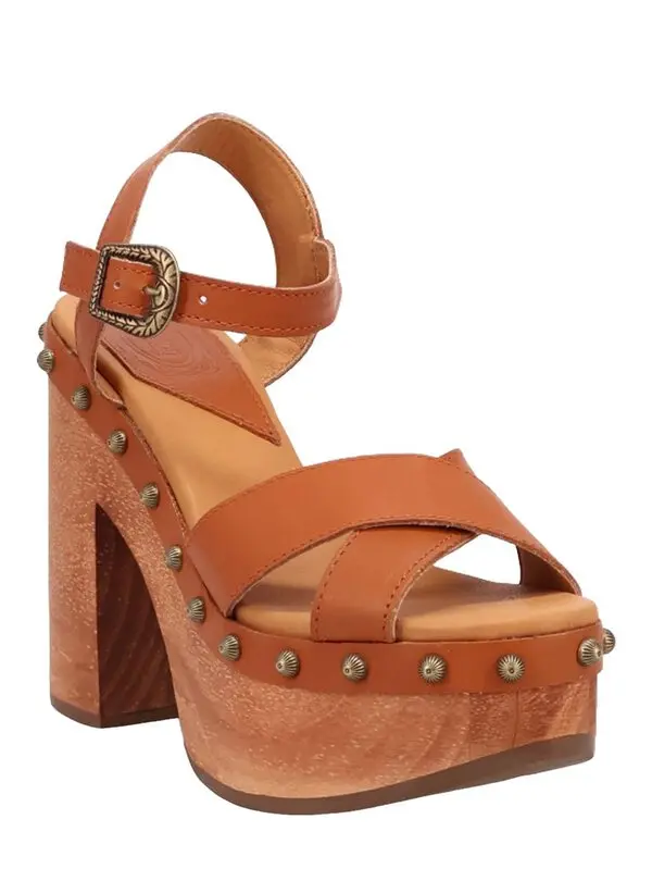 DINGO Lotus Ankle Strap Platform Sandal - Russet