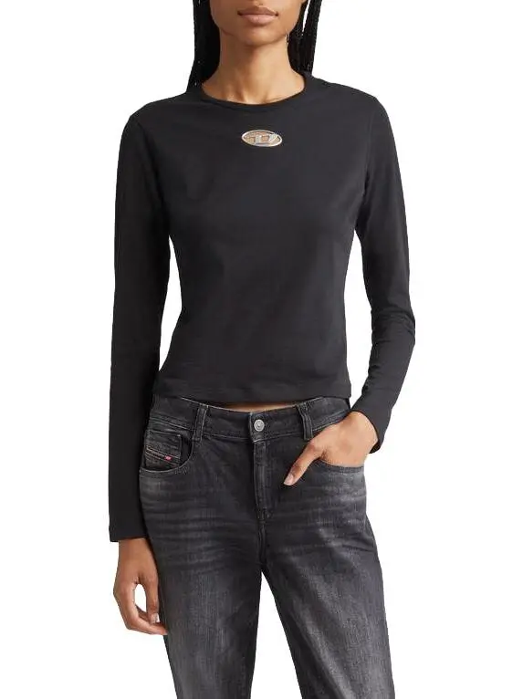 DIESEL® Metallic Oval D Cutout T-shirt - Deep Black