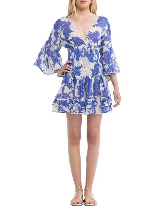 SUNDAY SAINT-TROPEZ Jenina Flower Mini Dress - Blue