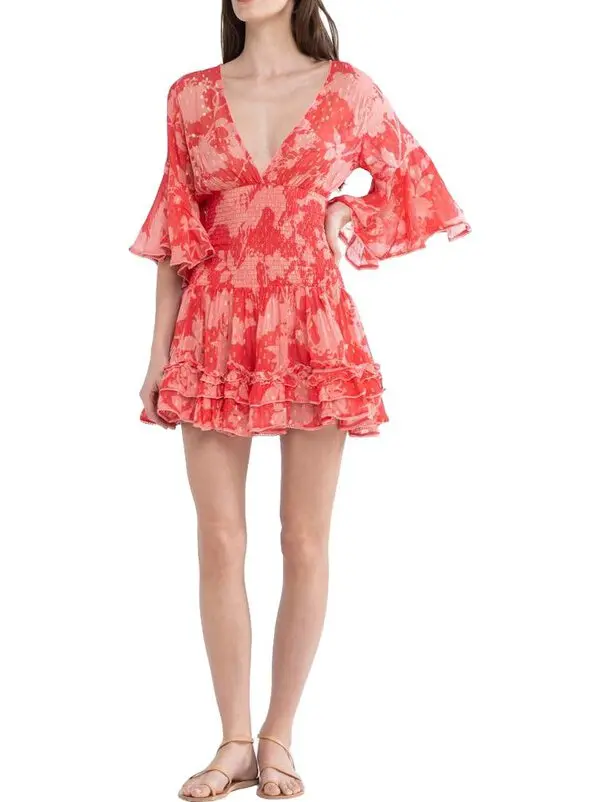 SUNDAY SAINT-TROPEZ Jenina Flower Mini Dress - Red