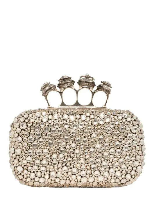 Alexander McQueen Spider Crystal Knuckle Box Clutch - Silver/ Silver