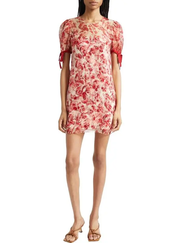 Cinq À Sept Junette Floral Silk Mini Dress - Cherry Rose Multi