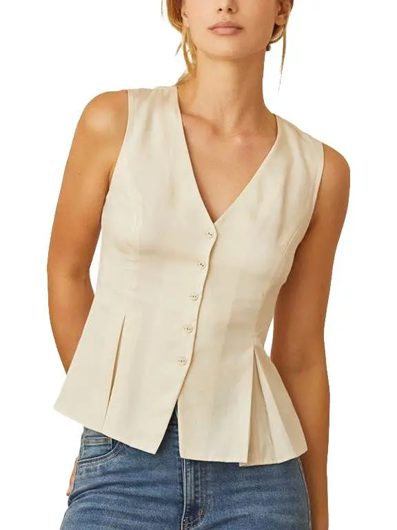 CRESCENT Pleated Lyocell Vest - Cream