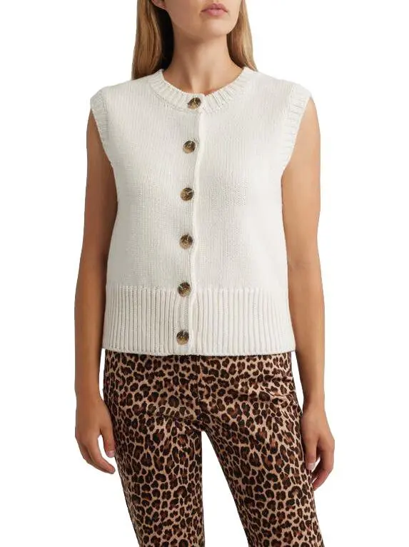 Anne Klein Button-up Sweater Vest - White Dove