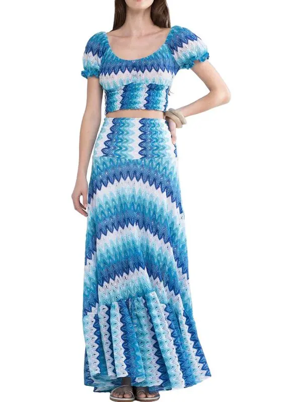 SUNDAY SAINT-TROPEZ Zelda Knit Maxi Skirt - Blue