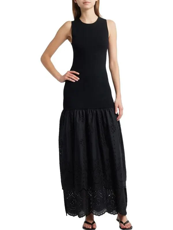 Rails Lavina Sleeveless Eyelet Embroidered Sundress - Black