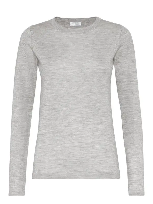 Brunello Cucinelli Cashmere And Silk Crewneck Sweater - Light Grey