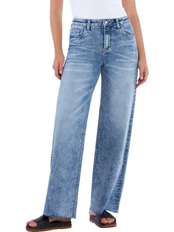 HINT OF BLU Harper Raw Hem Wide-leg Jeans - Harper Blue