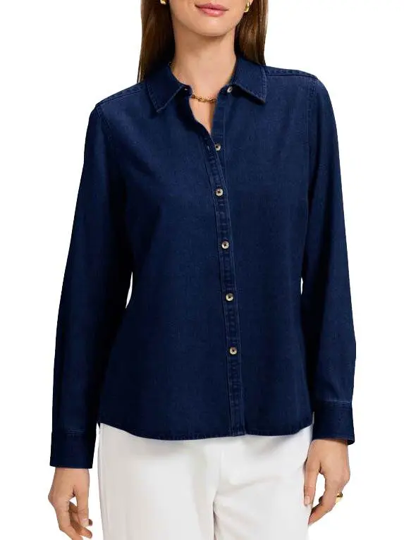 Foxcroft Hampton Denim Shirt - Dark Wash