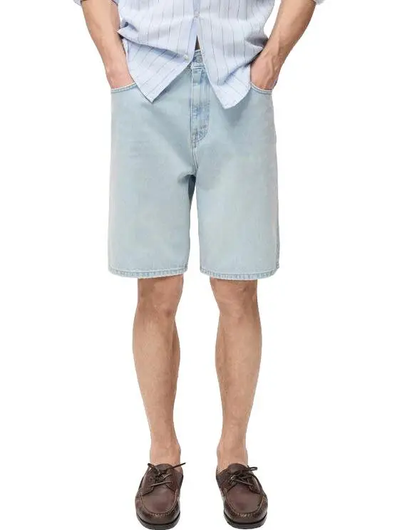 Mango Oversize Denim Bermuda Shorts - Light Blue