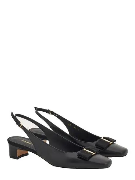 FERRAGAMO Rivada Bow Slingback Pumps - Nero
