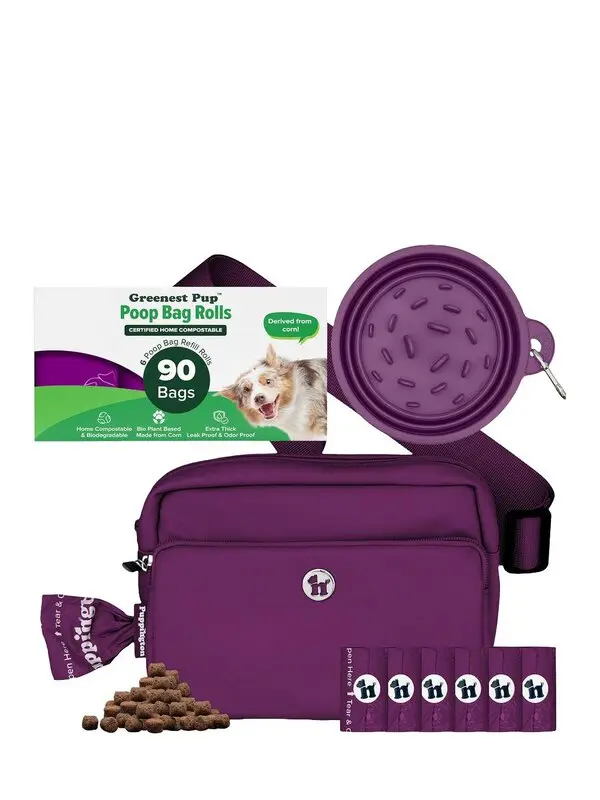 PUPPINGTON 3-in-1 Dog Walk Kit - Plum Wine