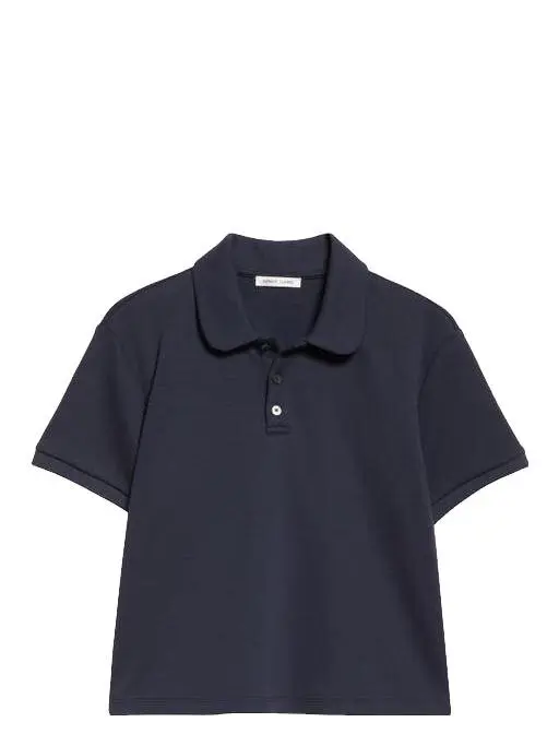 Sandy Liang Louise Piqué Polo - Navy