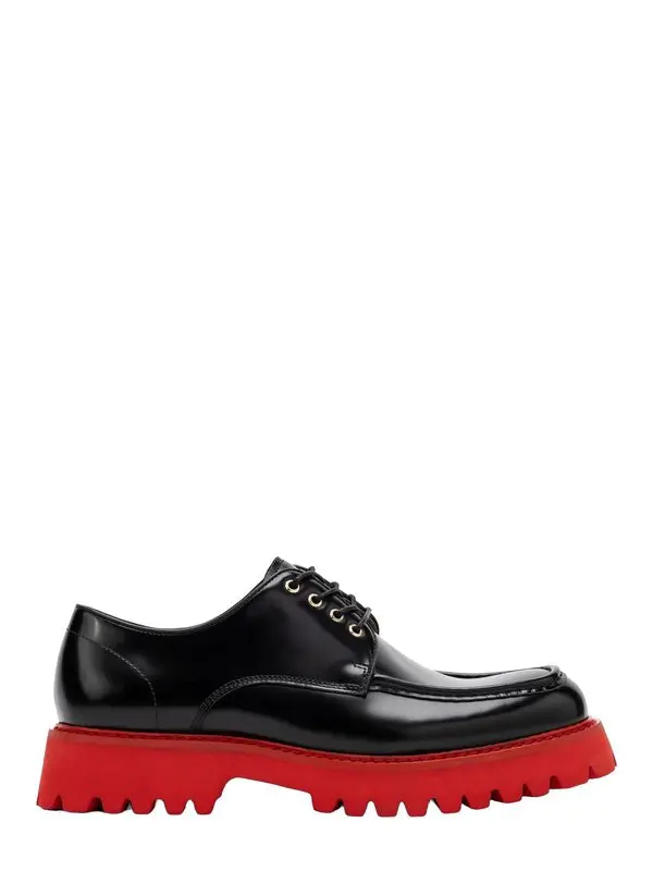 MARC NOLAN Luca Lug Sole Derby - Black/ Red