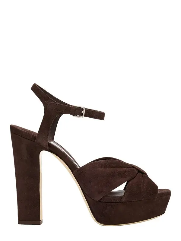 JIMMY CHOO Heloise 120 Suede Platform Sandals - Choc