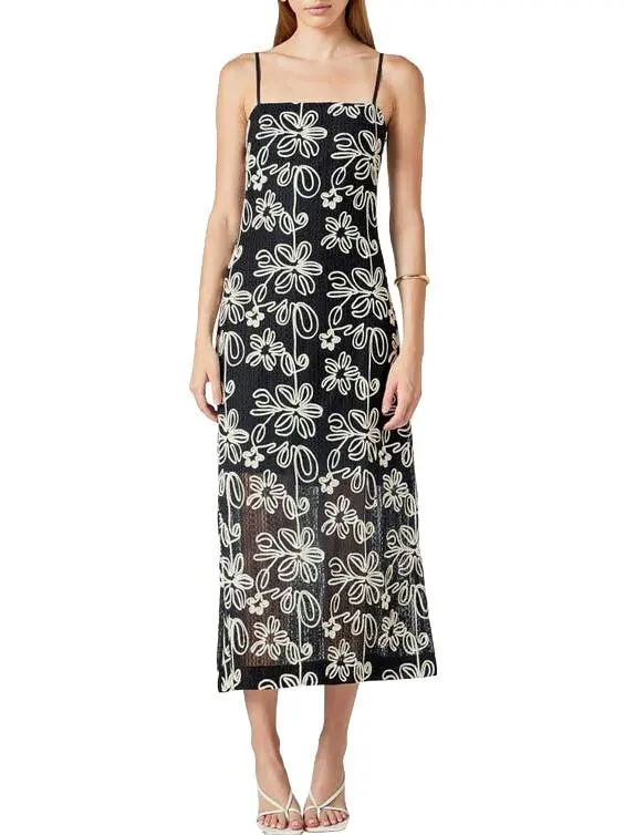 Endless Rose Embroidered Floral Dress - Black/ Cream