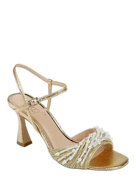Badgley Mischka Fanny Ankle Strap Sandal - Gold Textile
