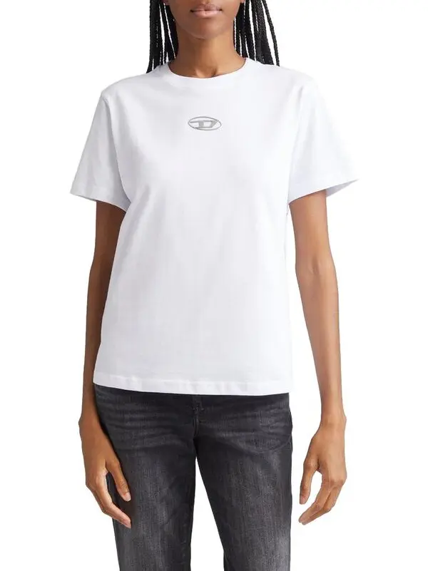 DIESEL® Metallic Oval D Cutout T-shirt - White