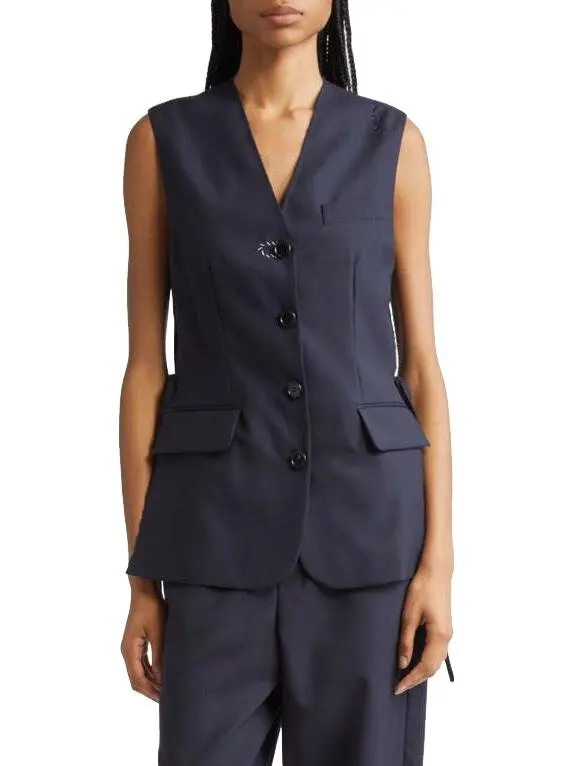 Marni Side Tie Wool Vest - 00b99 Blue Black