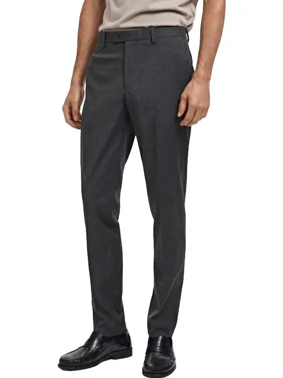 Mango Milan Slim Fit Suit Pants - Dark Heather Grey