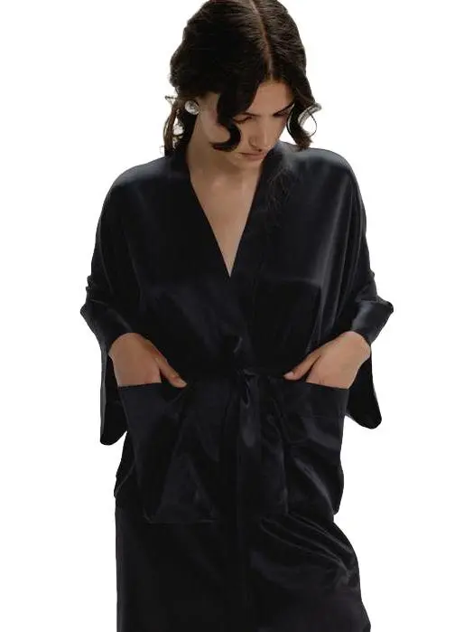 ALAS Silk Kimono Jacket - Black