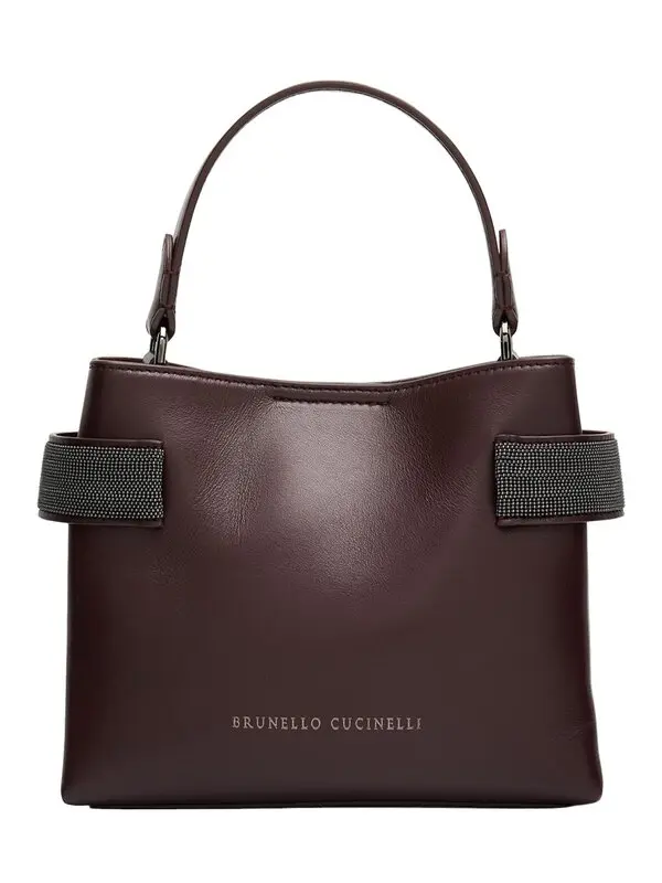 Brunello Cucinelli Essence Monili Leather Top-handle Bag - Burgundy