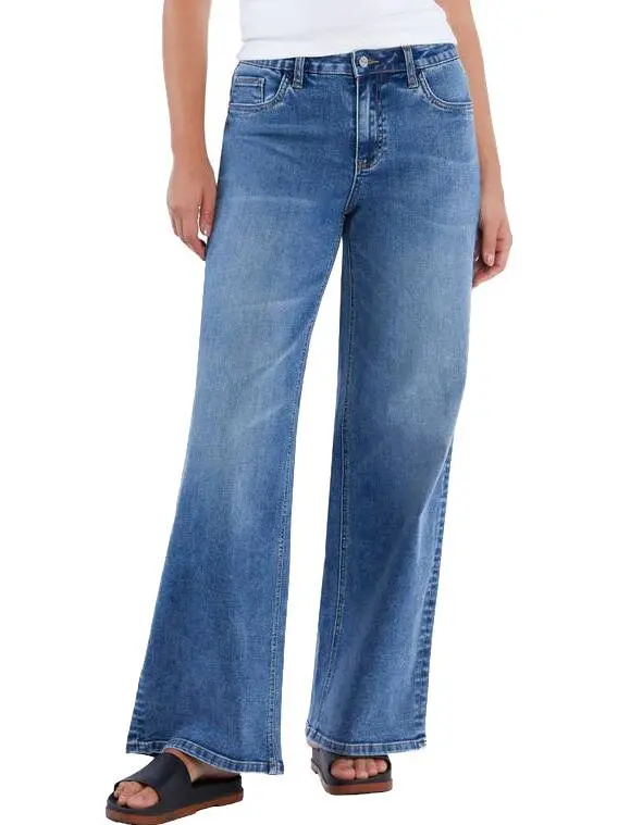 HINT OF BLU Penelope Boyish Wide-leg Jeans - Happy Blue