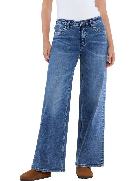 HINT OF BLU Penelope Boyish Wide-leg Jeans - Indigo Wash