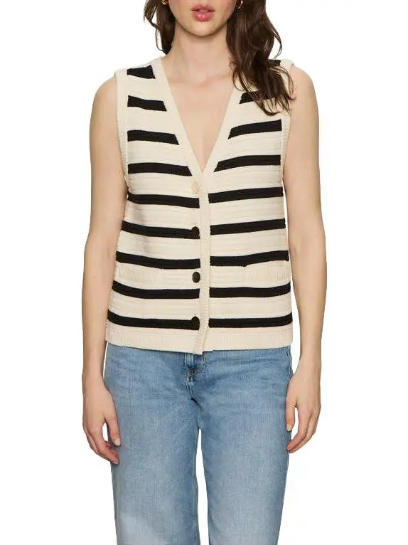 Sanctuary Textured Sweater Vest - Macrame/black Stripe 3