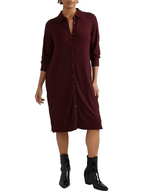Universal Standard Shirtdress Long Sleeve - Black Cherry