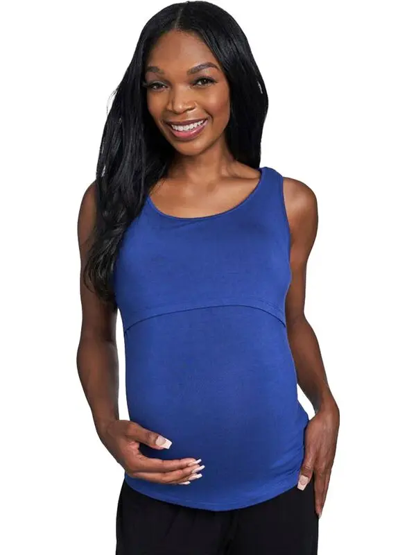 EVERLY GREY Maternity & Nursing Tank - Denim Blue