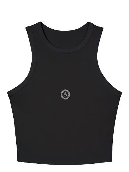 AKALIA Micro Rib Racer Tank Top - Black